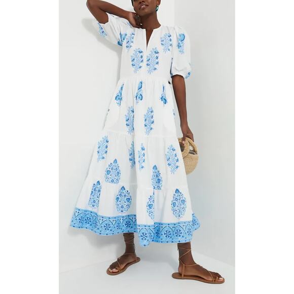 Oliphant | Dresses | Oliphant Laguna Blue Puff Sleeve Maxi Midi Dress ...
